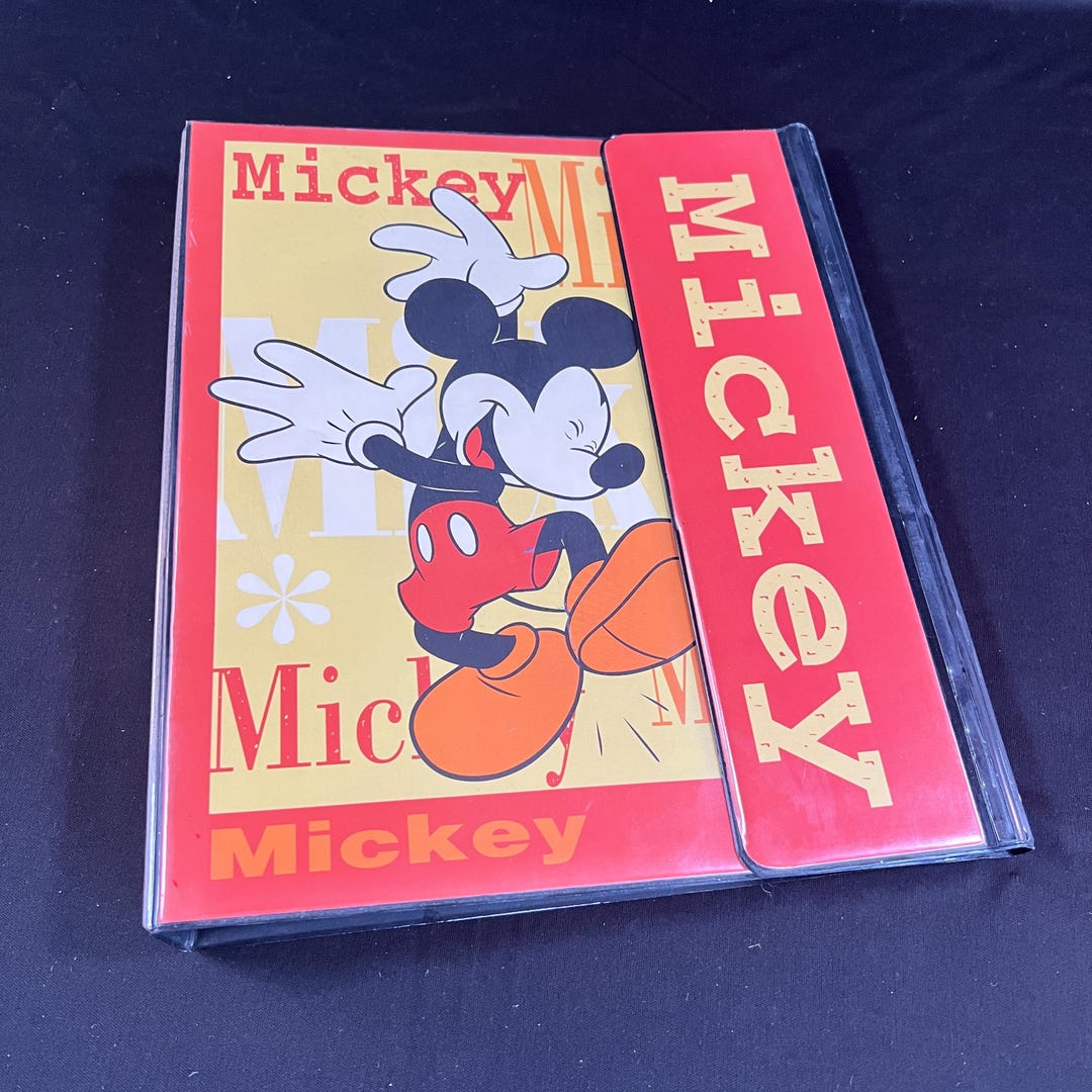 Vintage Mickey Mouse Binder, Bottom Pocket, 3 Rings, Velcro Closure ...