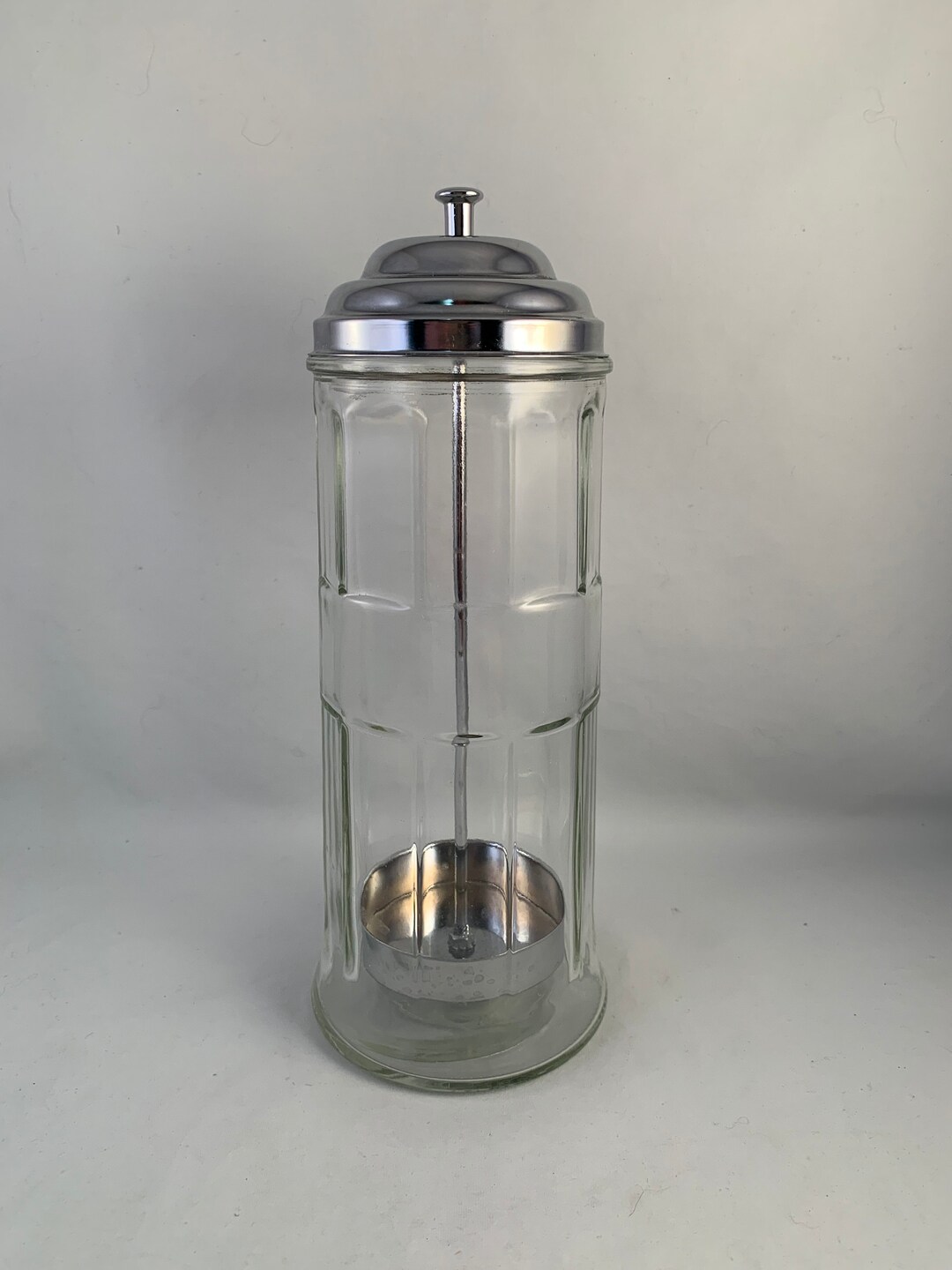 Diner Style Glass Straw Dispenser, Lift and Grab a Straw, Glass, Metal ...