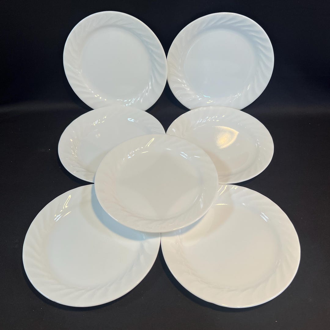 Dessert/salad Corelle White Swirl Set of 7 Dessert, Salad, Sandwich ...