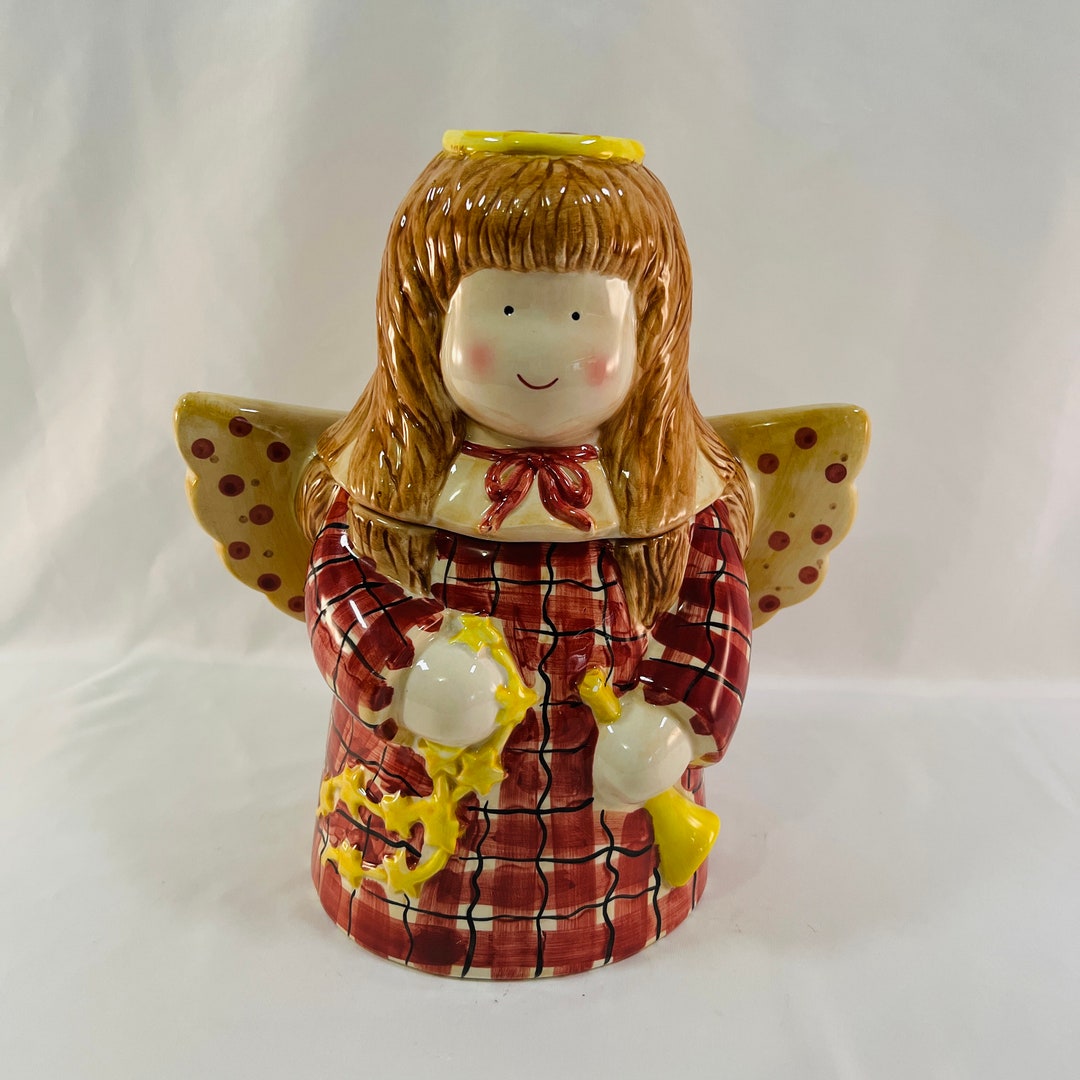 Vintage 1998 Debbie Mumm Angel Cookie Jar Hand Painted by - Etsy