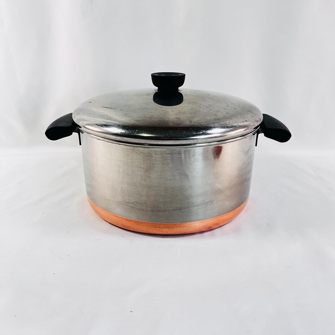 4-1/2 Quart Copper Bottom Revere Ware Stock Pot With Lid and Double ...