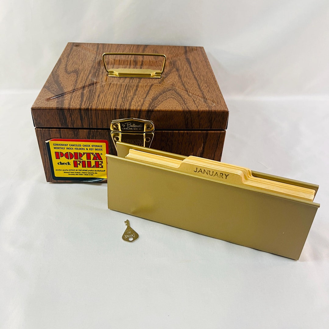 Porta-file Keyed Metal Faux Wood Design Box, Divider Insert, Storage ...
