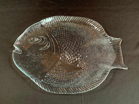 Vintage Pasabahce Glass Fish Design Plate Platter Detailed | Etsy