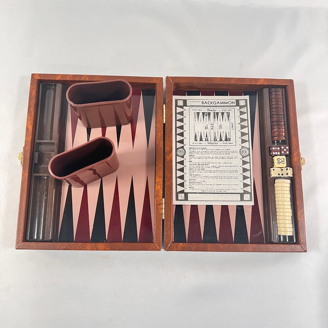 Vintage Magnetic Backgammon Game Set, Compact Travel Games, Magnetic Backgammon Travel Set ...
