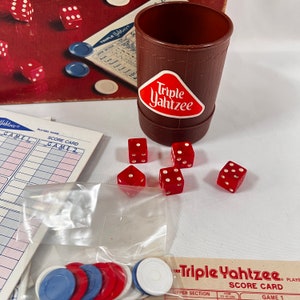 1975 Triple Yahtzee Game Complete With Multiple Score Pads, Shaker Cup ...