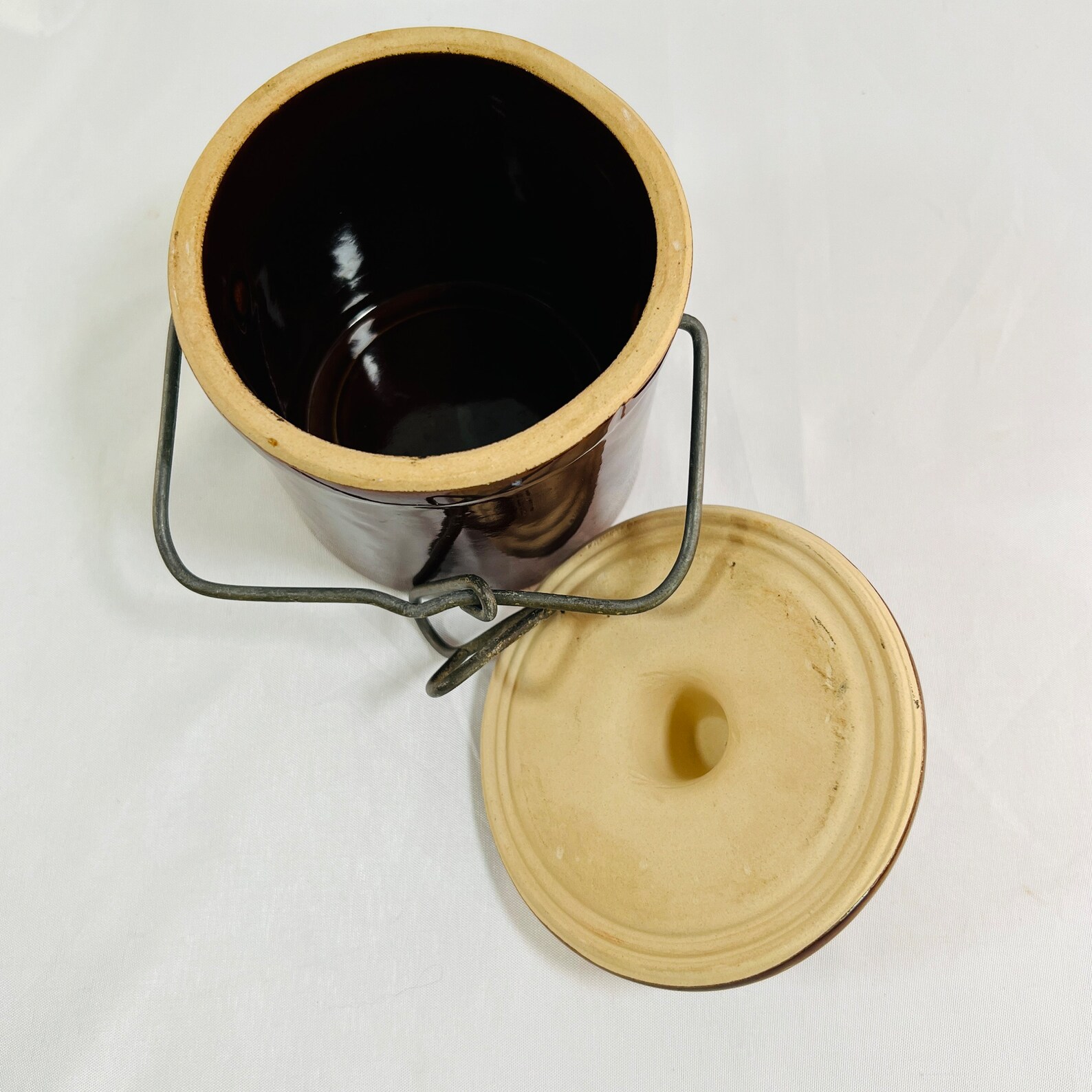 Large Cheese Crock With Wire Clamp Vintage Rustic Brown Cheese - Etsy