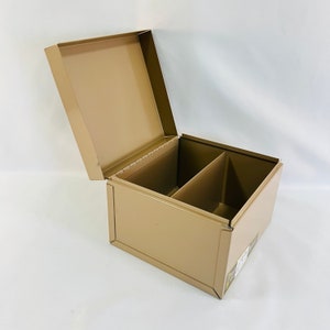 Vintage Harold Square Light Brown Metal Box, Recipe Box, Trinket Box ...