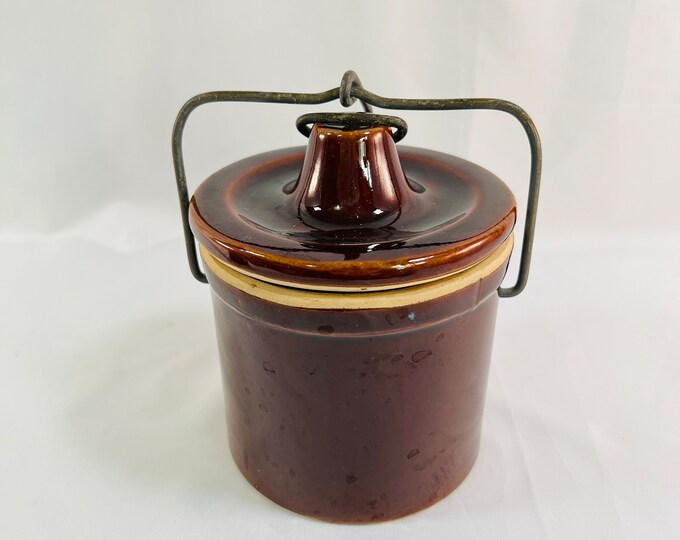 Large Cheese Crock With Wire Clamp Vintage Rustic Brown Cheese Crock ...