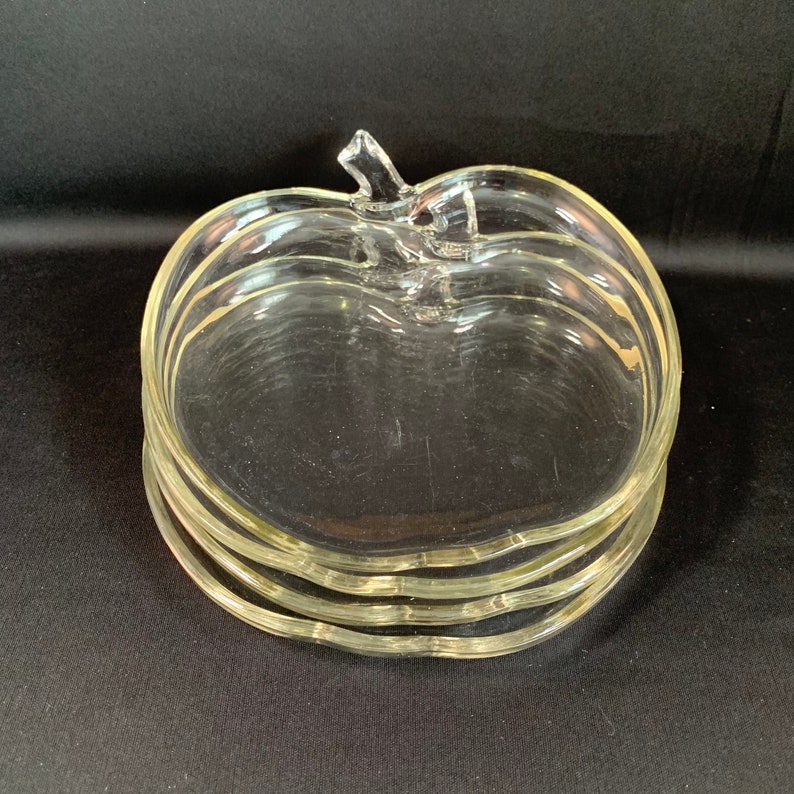 Set of 4 Apple Shape Glass Plates Dishes Lunch Sandwich | Etsy