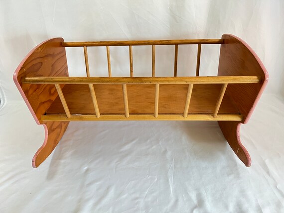 Vintage Solid Wood Rocking Baby Doll Cradle Baby Doll Bed - Etsy