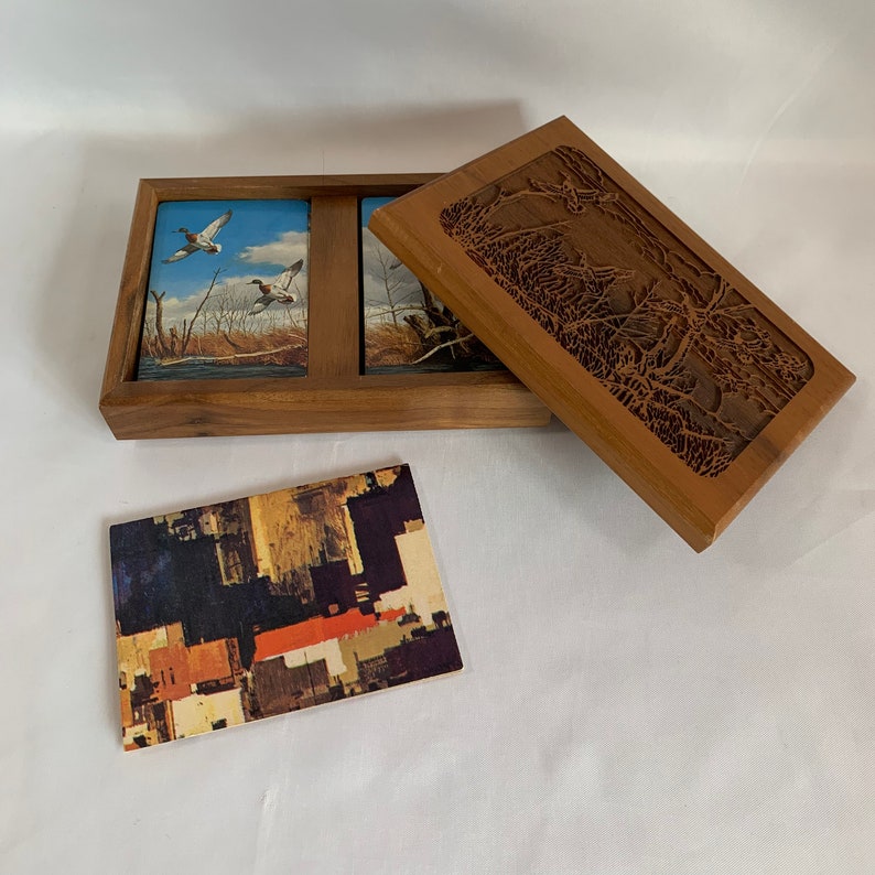 Playing Cards Laser Engraving Wood Box Complete With 4 Decks | Etsy