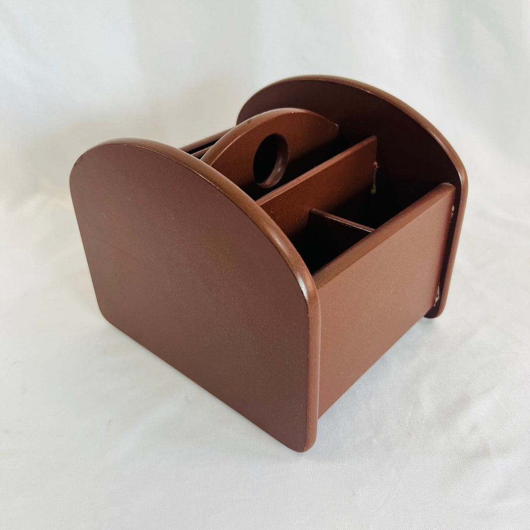 Swivel Wood Desk Caddy, Twirls With Five Compartments, Excellent ...