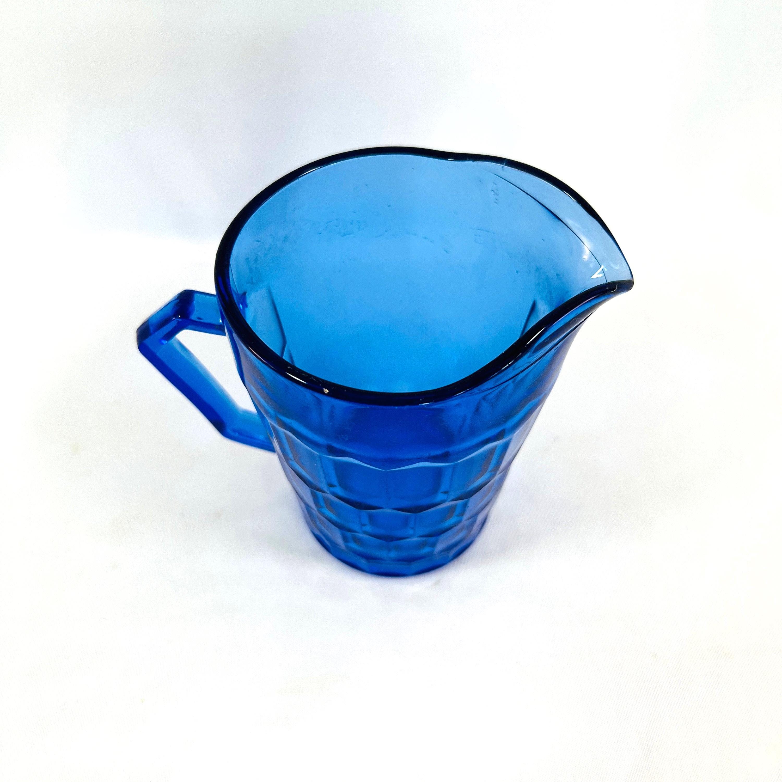 Vintage Cobalt Blue Creamer Pitcher, Unique Angled Handle, Rich Blue ...
