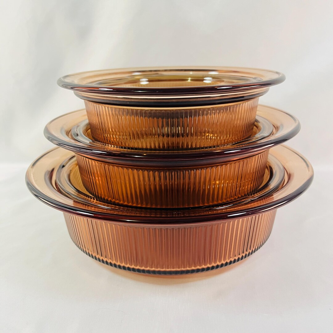 6 Piece Set of Corning Vision Bowls With Lids, Ribbed Side and Lip Edge ...