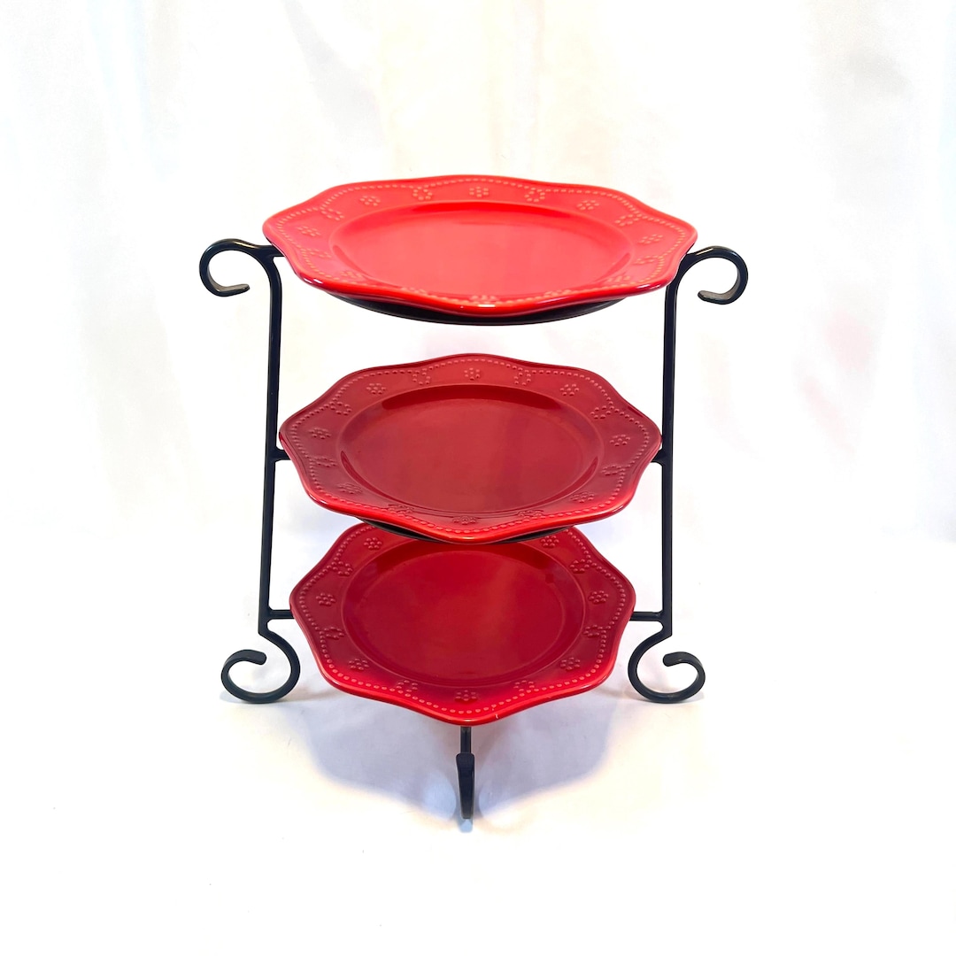 Heavy Metal Plate Stand, Holds 3 Plates, Buffet Style Display Stand ...