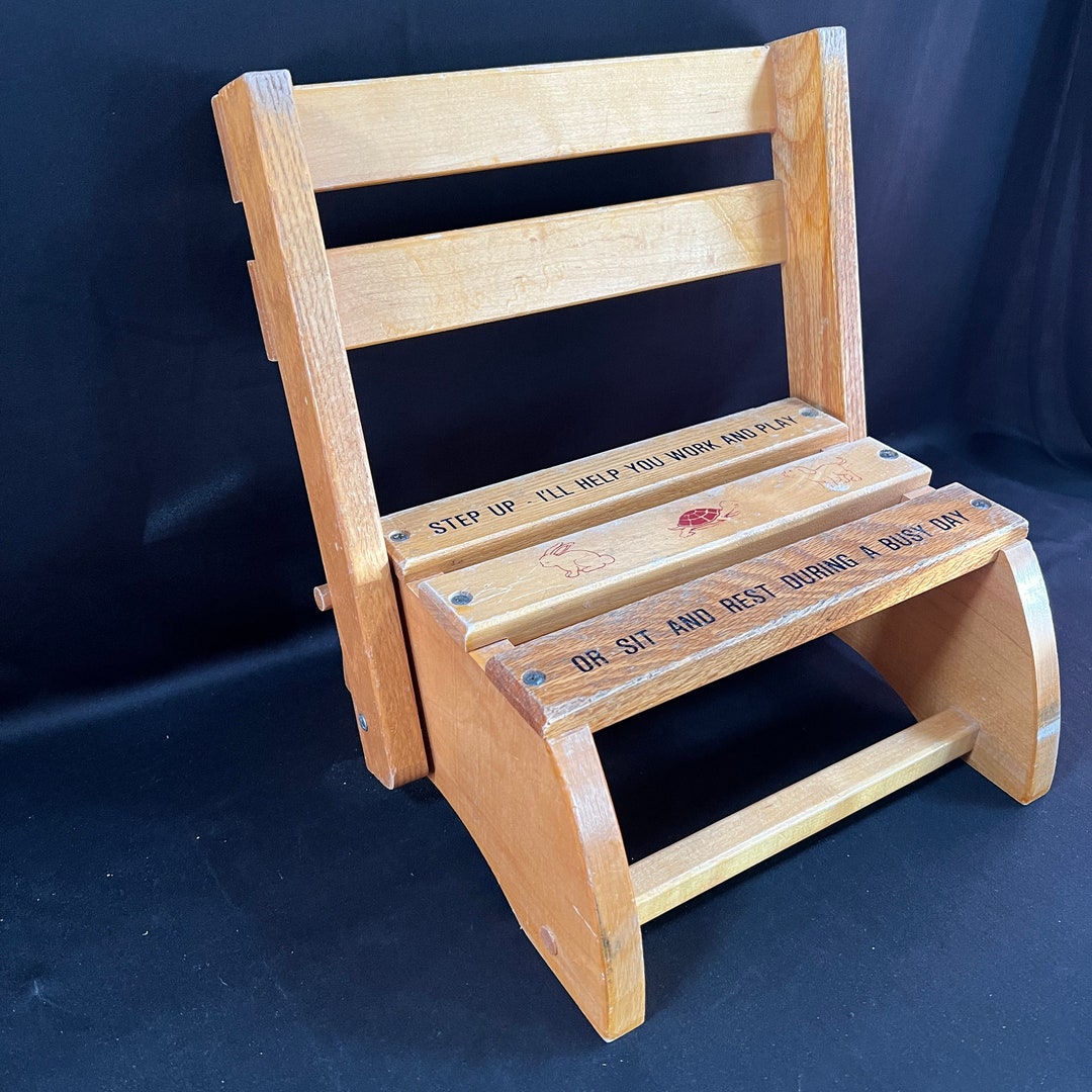 Two in One Adorable Wood Child's Step Stool/chair, Cute Sayings on Seat ...