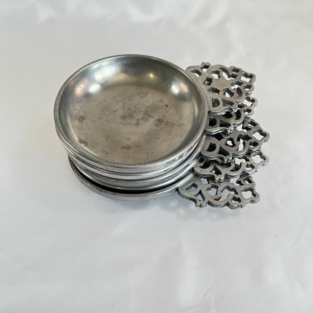 Set of 5 Stede Pewter Porringers With Ornate Handles, All in Great ...