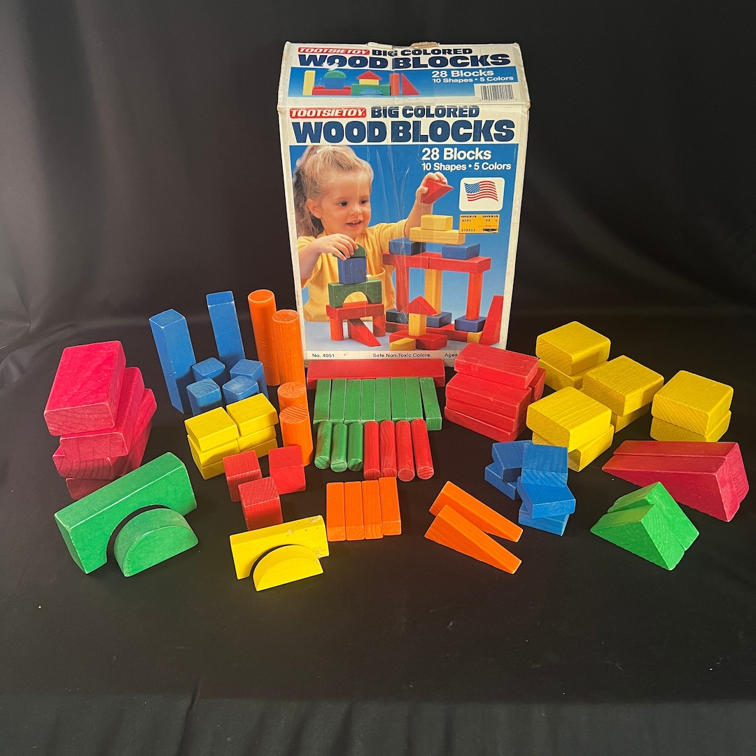 Set of 75 Painted Wood Blocks, Primary Color Blocks, Multiple Shapes ...