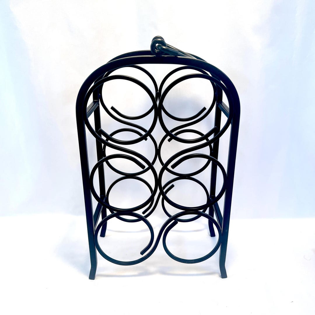 6 Bottle Wine Rack, Black Metal Sturdy Wine Rack, Holds 6 Wine Bottles ...