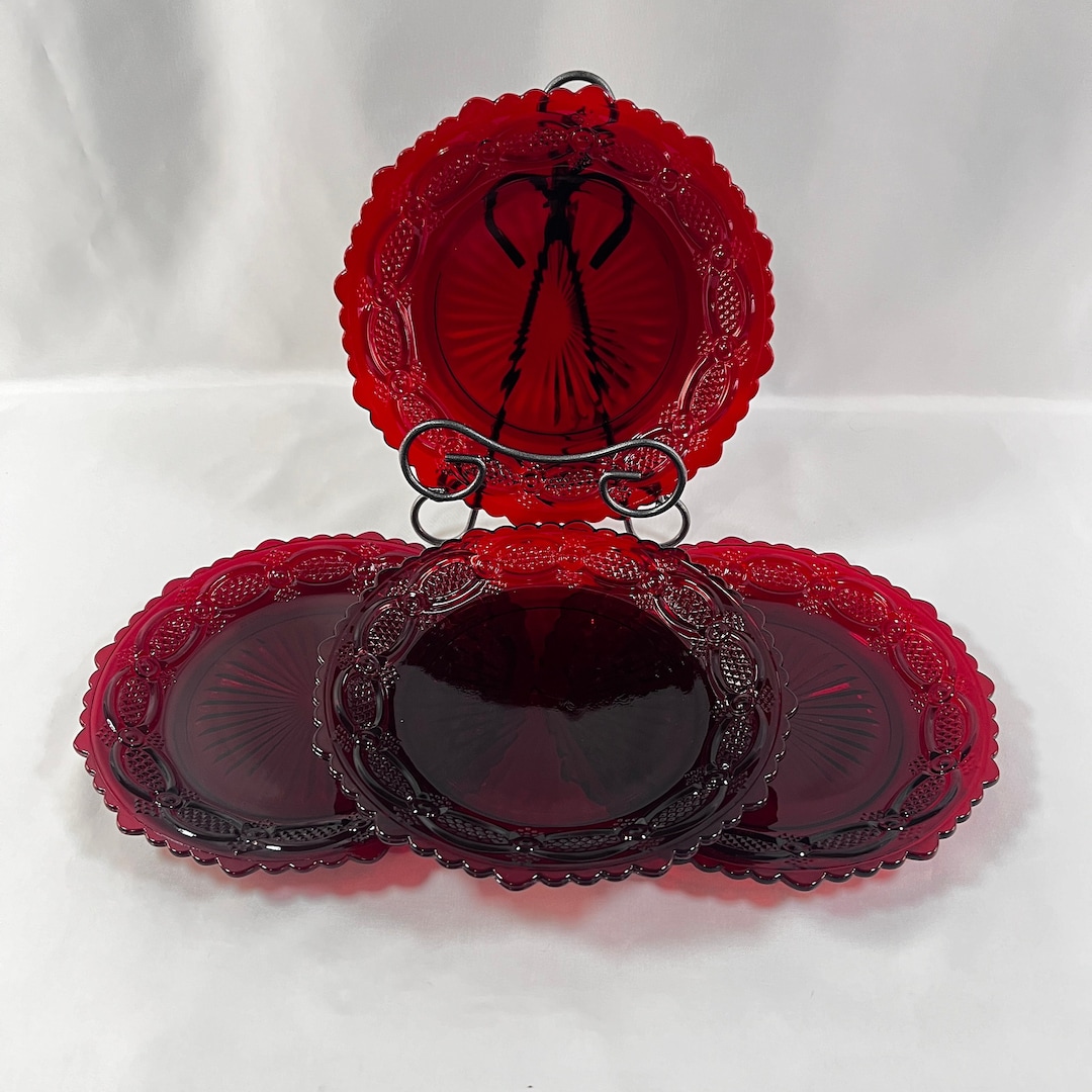 Dessert/salad Plates, Set of 4 Avon Cape Cod, Ruby Red 1876 Replicas ...
