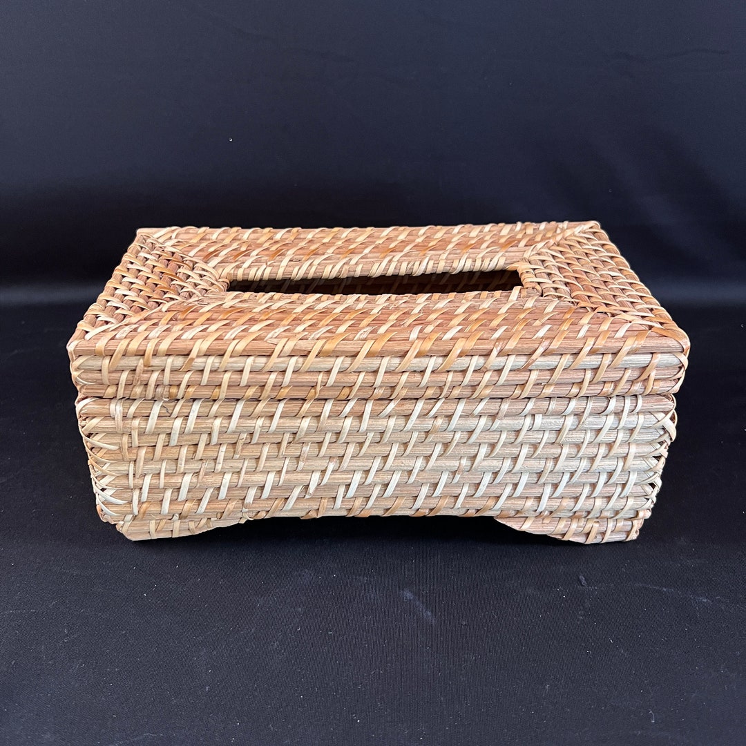 Wicker Rattan Tissue Holder, Natural Color, Retro Wicker Bathroom ...