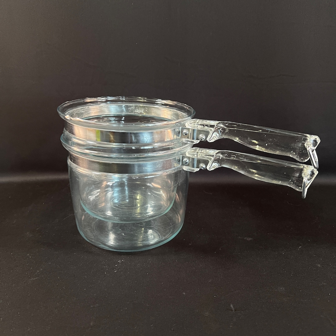 Pyrex Clear Glass Double Boiler With Stainless Outer Ring and Glass ...