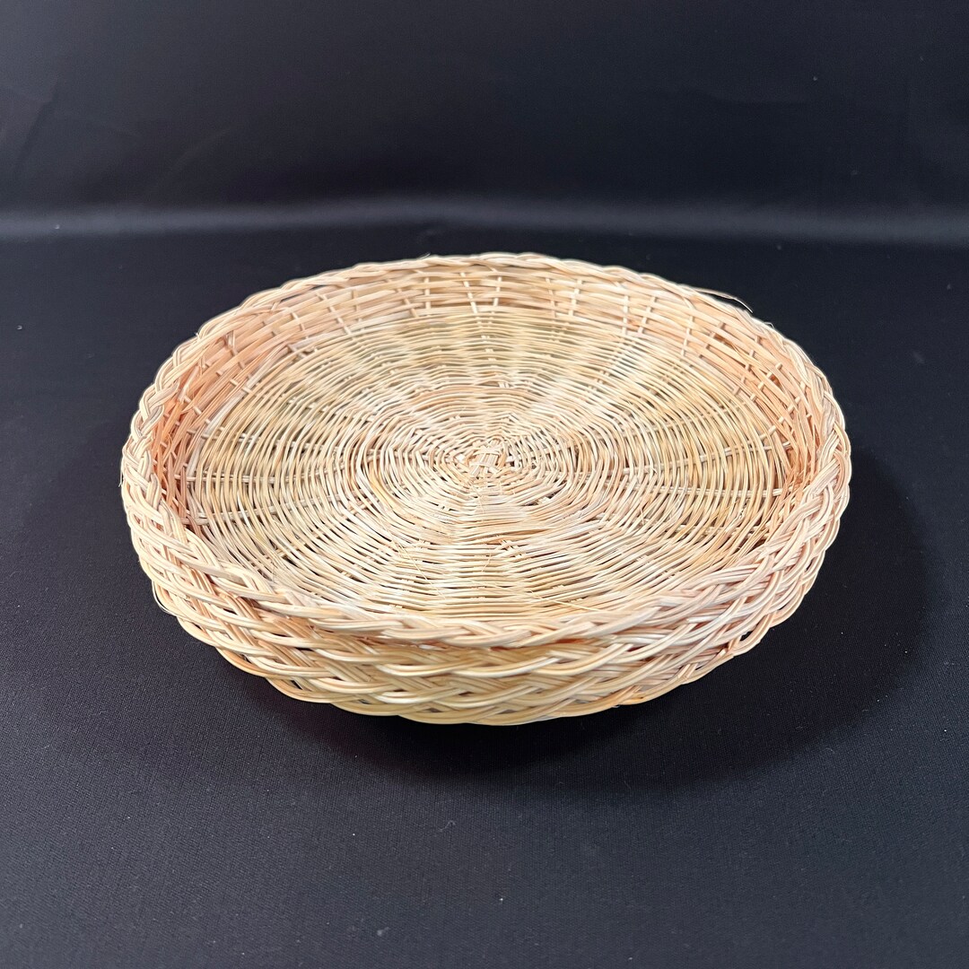Set of 4 Retro Wicker Paper Plate Holders, Natural Color, 9-3/4 Edge to ...