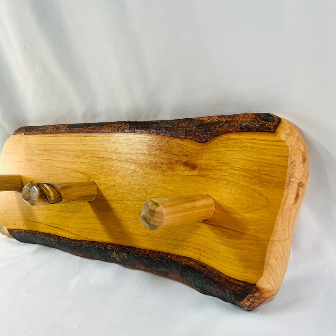 Rustic Natural Wood 3 Peg Coat/hat Rack, Lodge, Man Cave Rack, Rustic ...