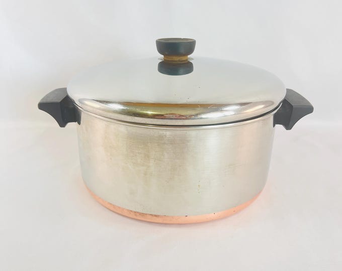 4-1/2-94b Quart Copper Bottom Revere Ware Stock Pot With Lid and Double ...