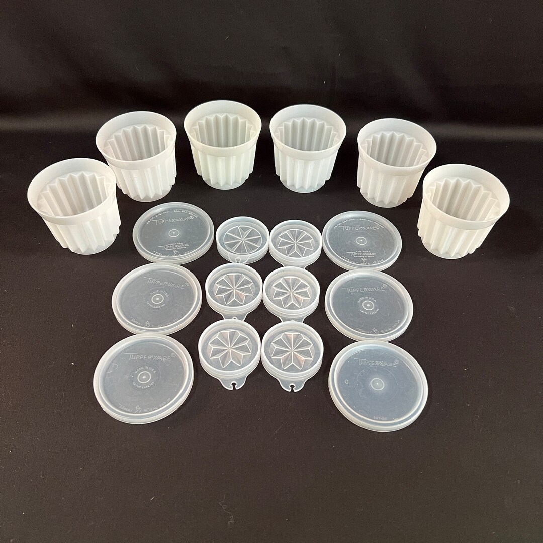 Set of 6 Tupperware White Clear Mini Jello Molds, Vintage 1970's ...