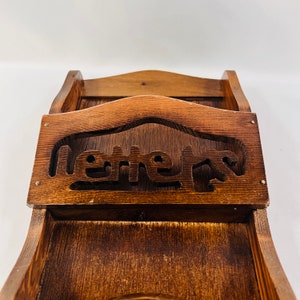 Retro Heavy Wood Letter/bill Organizer, 3 Slots With 3 Hooks for Keys ...