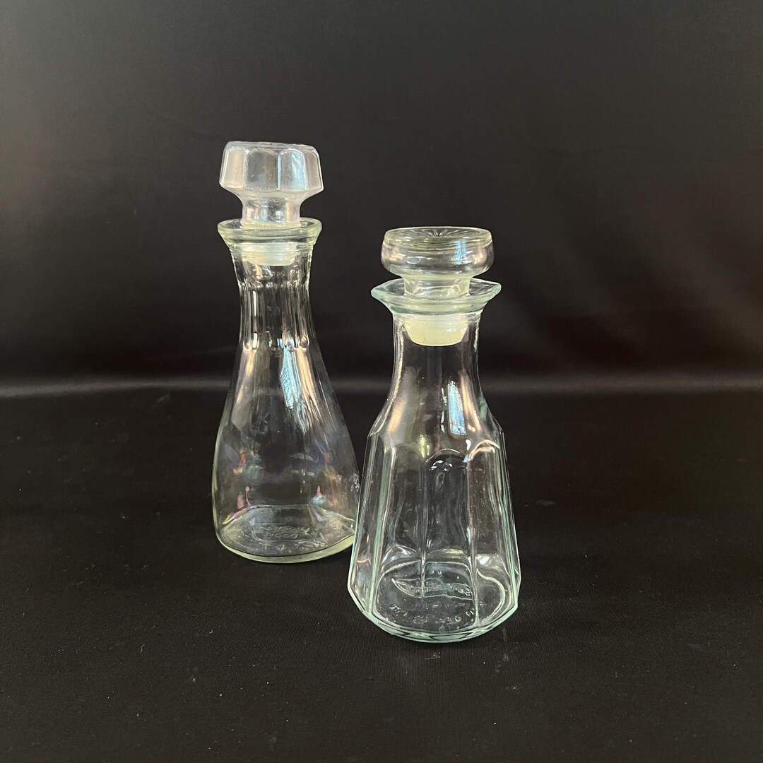 2 Good Season Salad Dressing Cruets/bottles, Clean, Glass, Plastic Lids ...