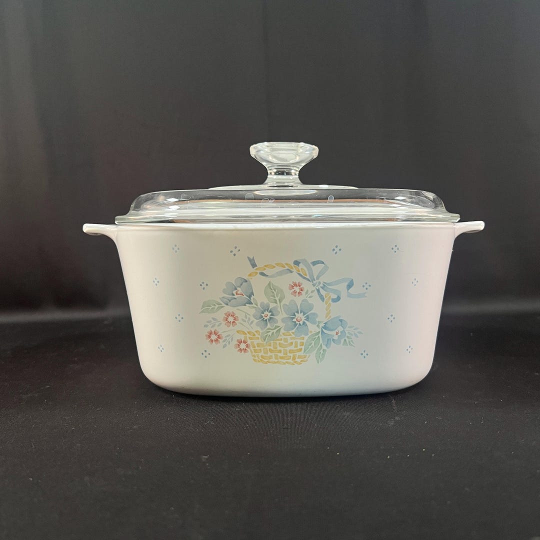 3 Liter Country Cornflower Corning Ware Casserole Dish With Glass Lid ...
