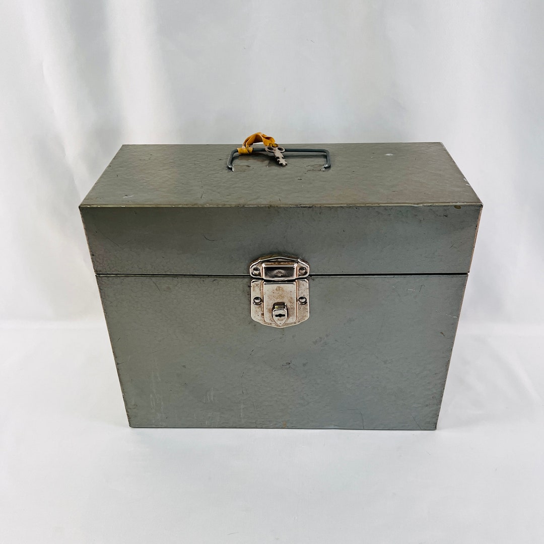 Metal Box With Key by Excelsior Rustic Condition Grey - Etsy