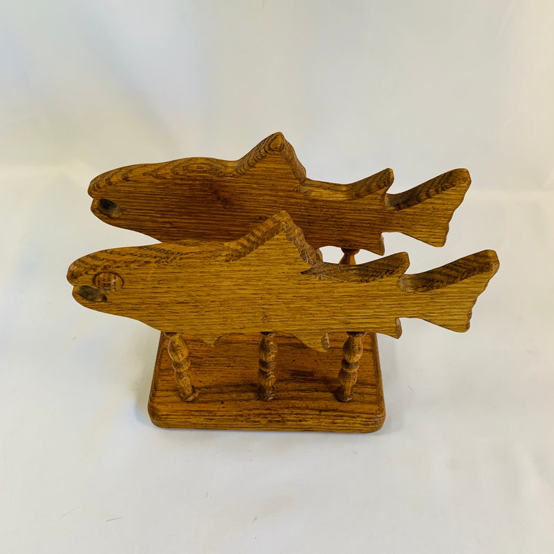 Solid Wood Handcrafted Fish Napkin Holder Fishing Kitchen - Etsy
