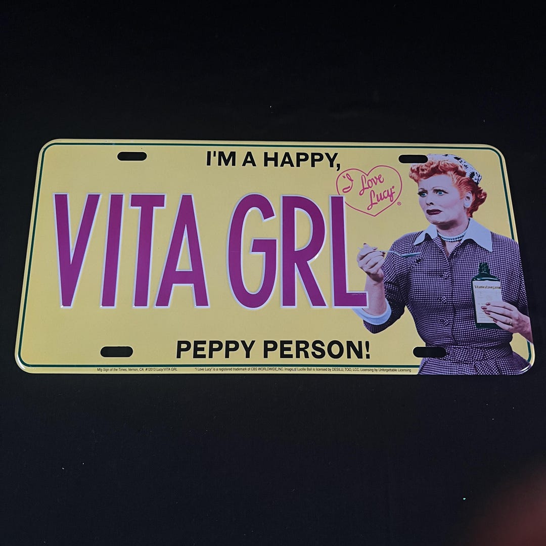 1990's I Love Lucy License Plate Sign, "vita Grl" Great Like New ...