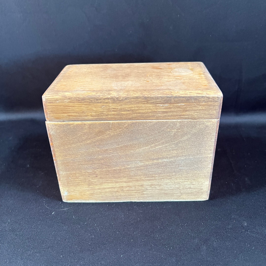 Wood File Index Box, Hinged Wood Box, Wood Box Will Hold Index Cards ...