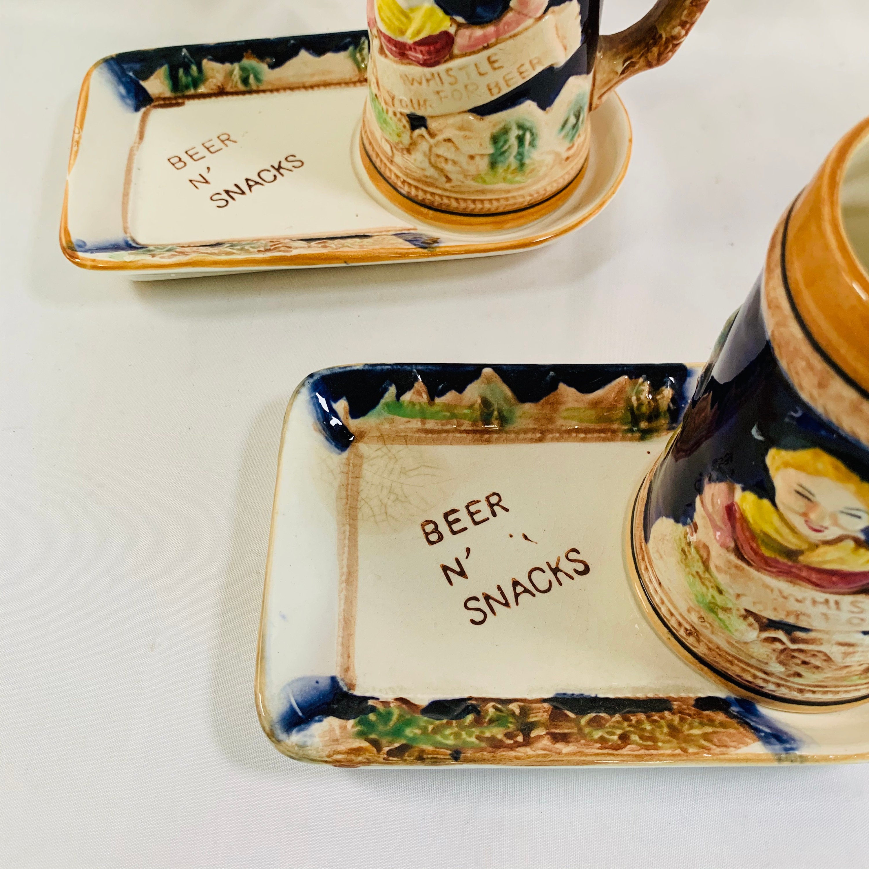Set of 2 Beer and Snack Steins and Plates Unique Sets - Etsy