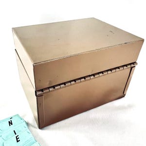 Vintage Metal File Box, Recipe Box, Hunt Manufacturing Co. Lit-ning ...