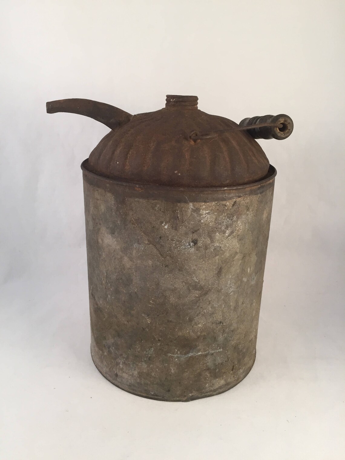 Rustic Vintage Oil Can With Wood Handle Worn Metal Oil Can | Etsy