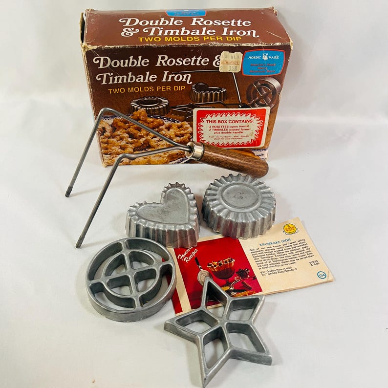 Nordic Ware Double Rosette & Timbale Iron 2 Molds per Dip Complete in ...