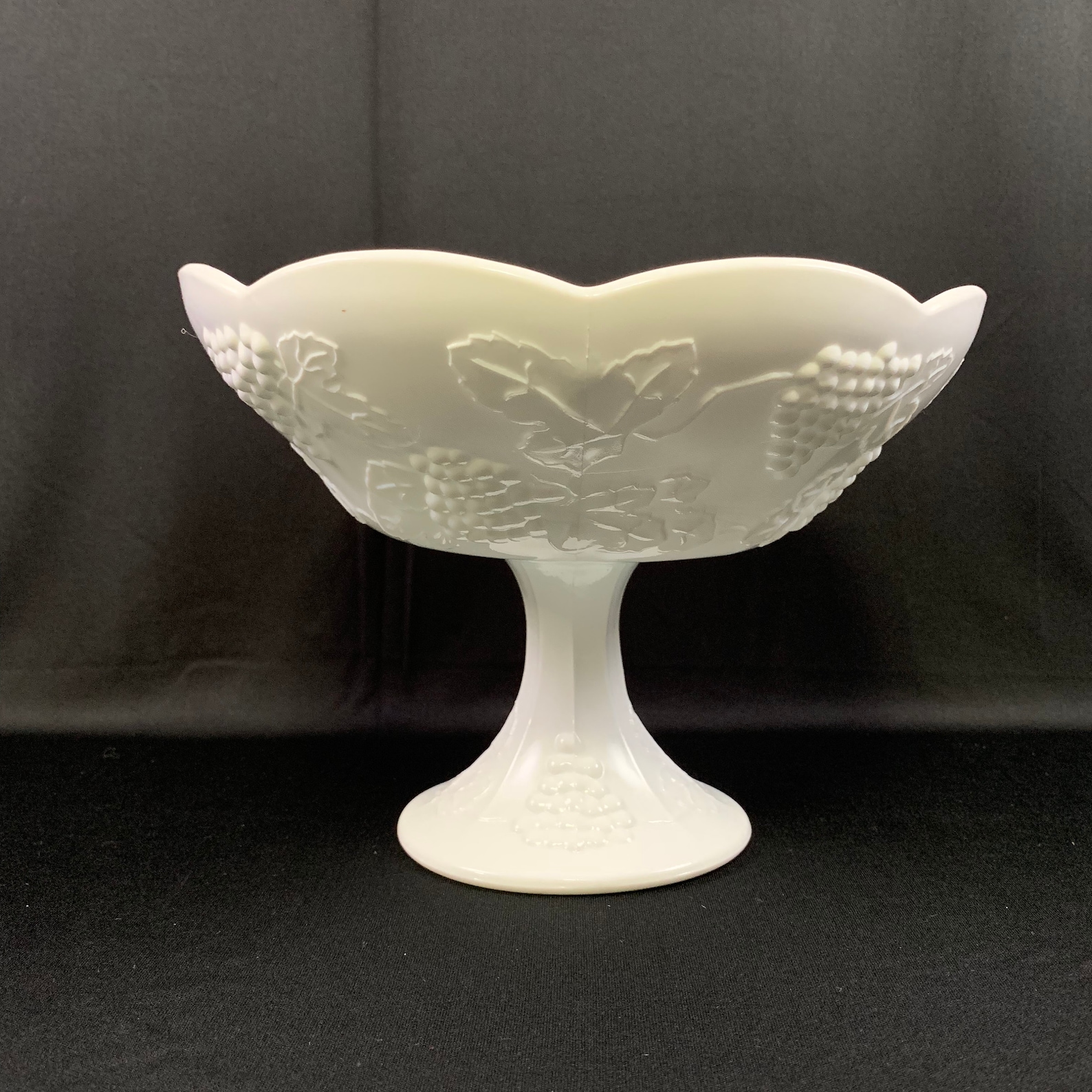 Large Grapevine Embossed Milk Glass Pedestal Centerpiece Dish - Etsy