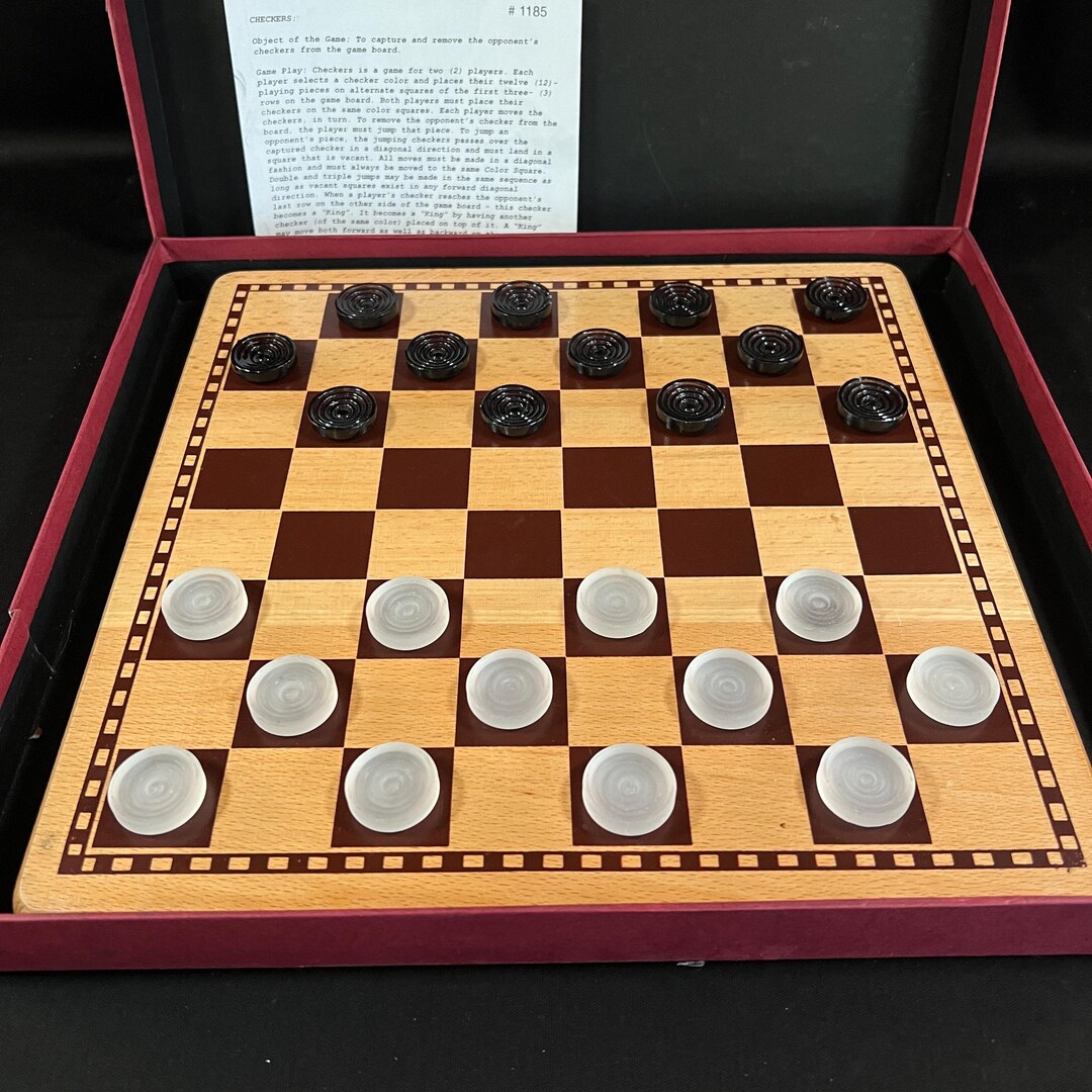 The Woodfield Collection Checker Set, Wood Board With Dark and Light ...