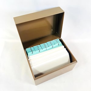 Vintage Metal File Box, Recipe Box, Hunt Manufacturing Co. Lit-ning ...