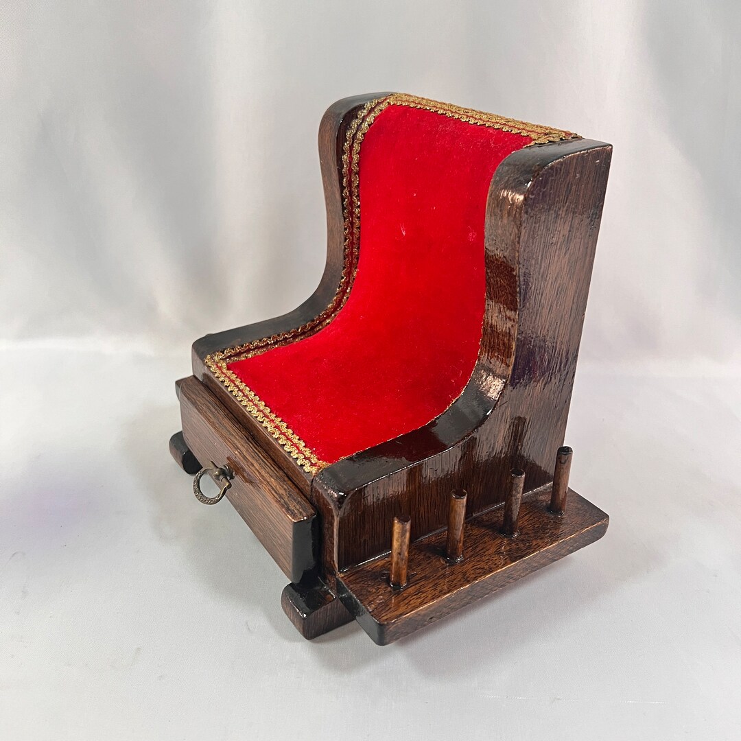 Vintage Wood Sewing Thread and Pin/needle Caddy With Drawer, Rocking ...
