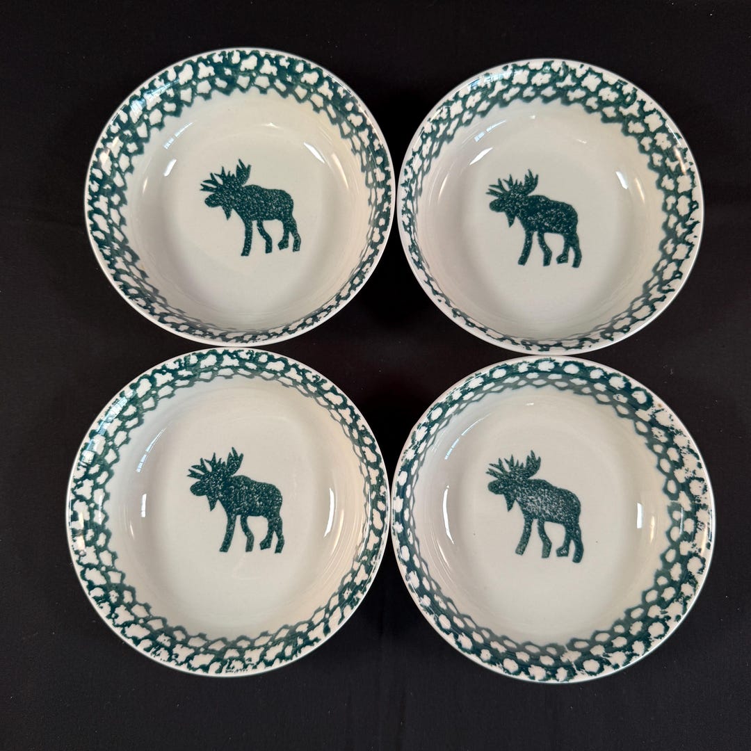 Cereal/dessert/salad Bowls, Set of 4 Folk Craft Moose Country Bowls ...