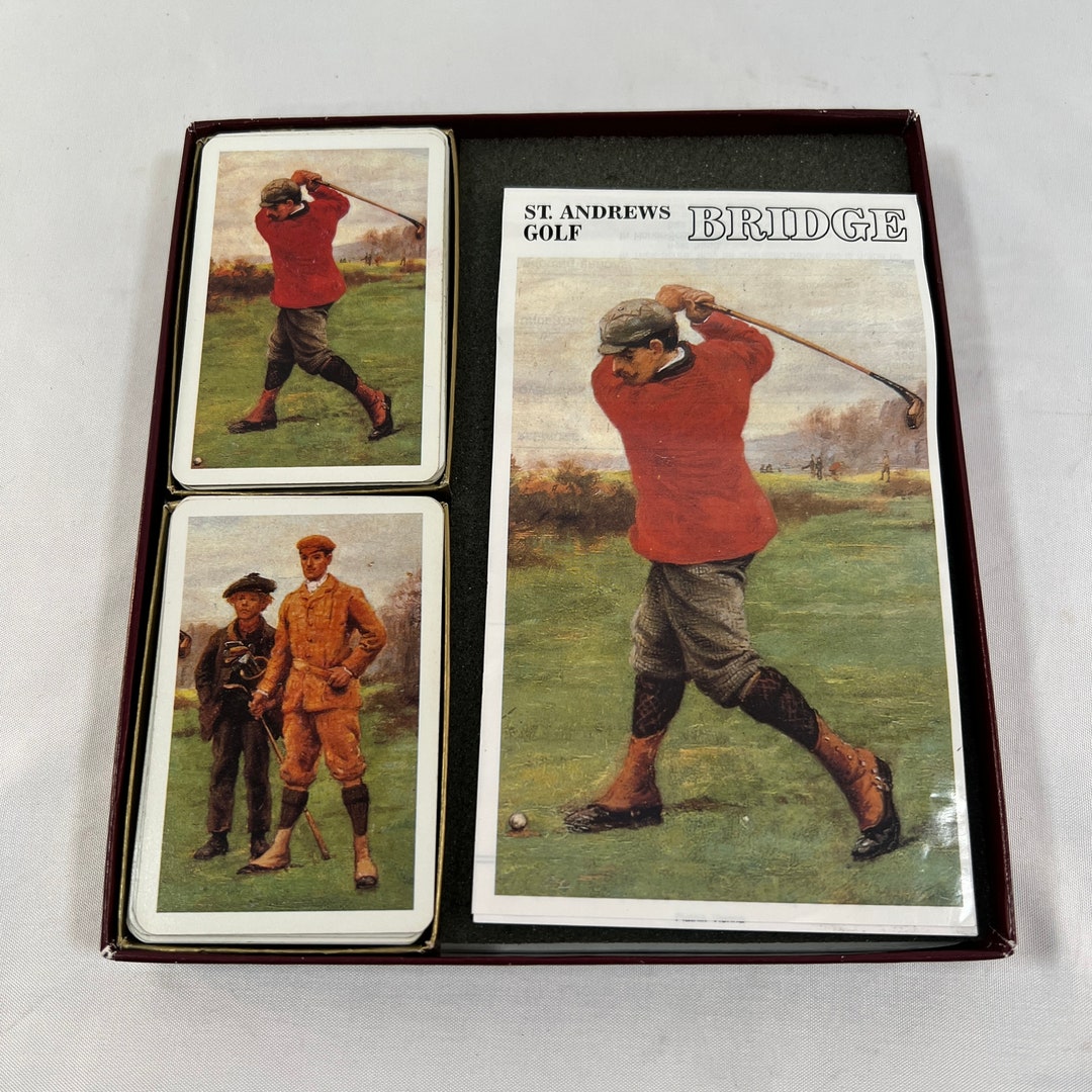 St Andrews Golf Bridge Playing Cards Set, Retro Bridge Game Complete ...