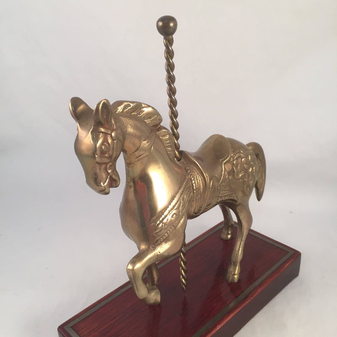 Solid Brass Carousel Horse Set on a Lacquered Wood Base - Etsy