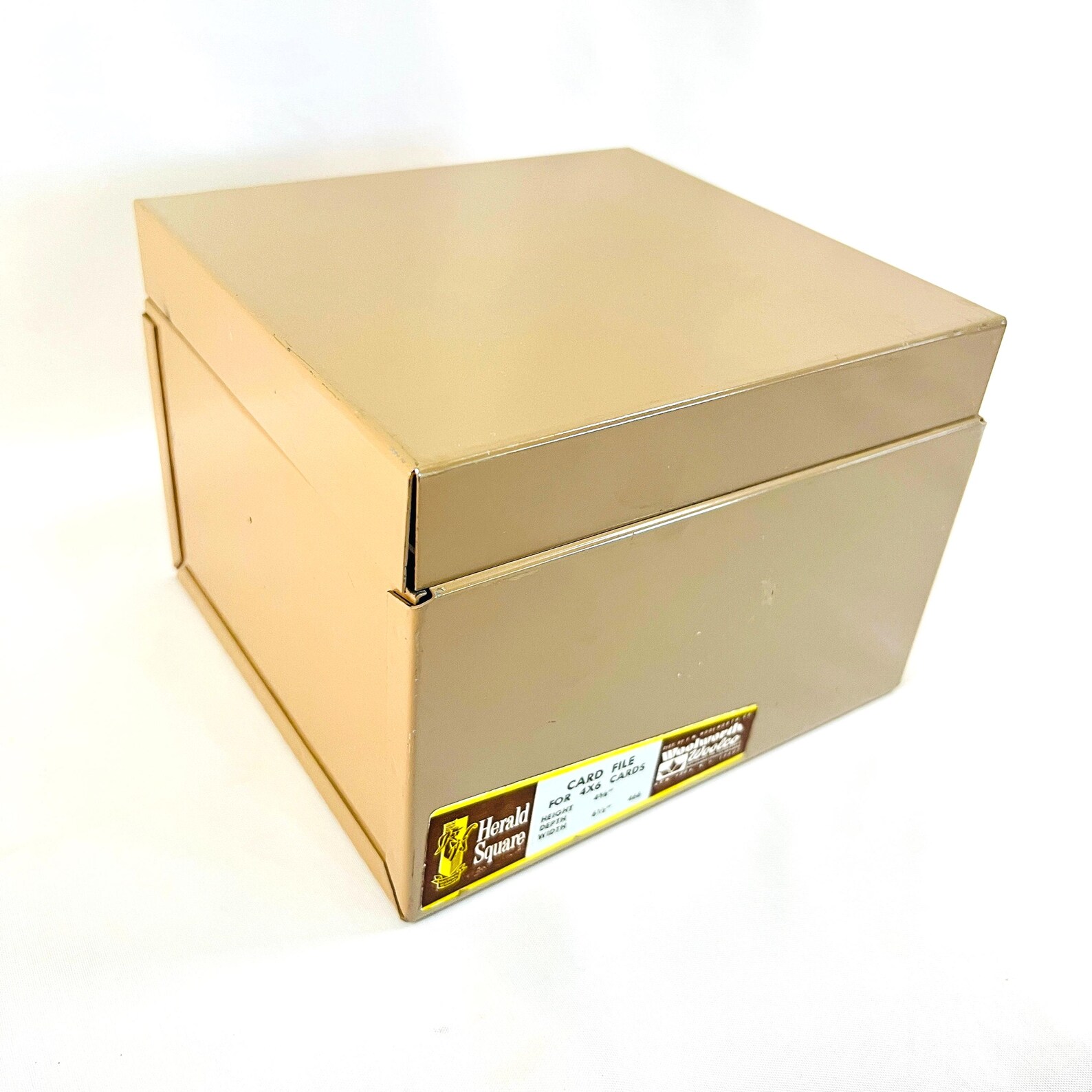 Vintage Harold Square Light Brown Metal Box, Recipe Box, Trinket Box ...