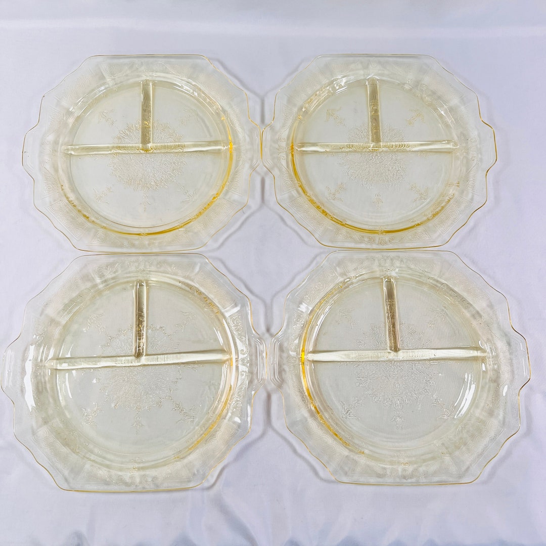 4 Hocking Princess Depression Glass Grill Plates, Princess Pattern ...